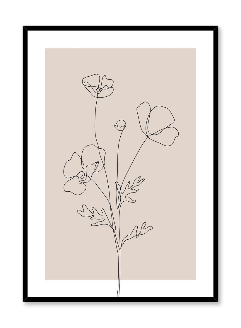 Pink Poppy Flower Line Art Poster | Buy Art Prints at Opposite Wall